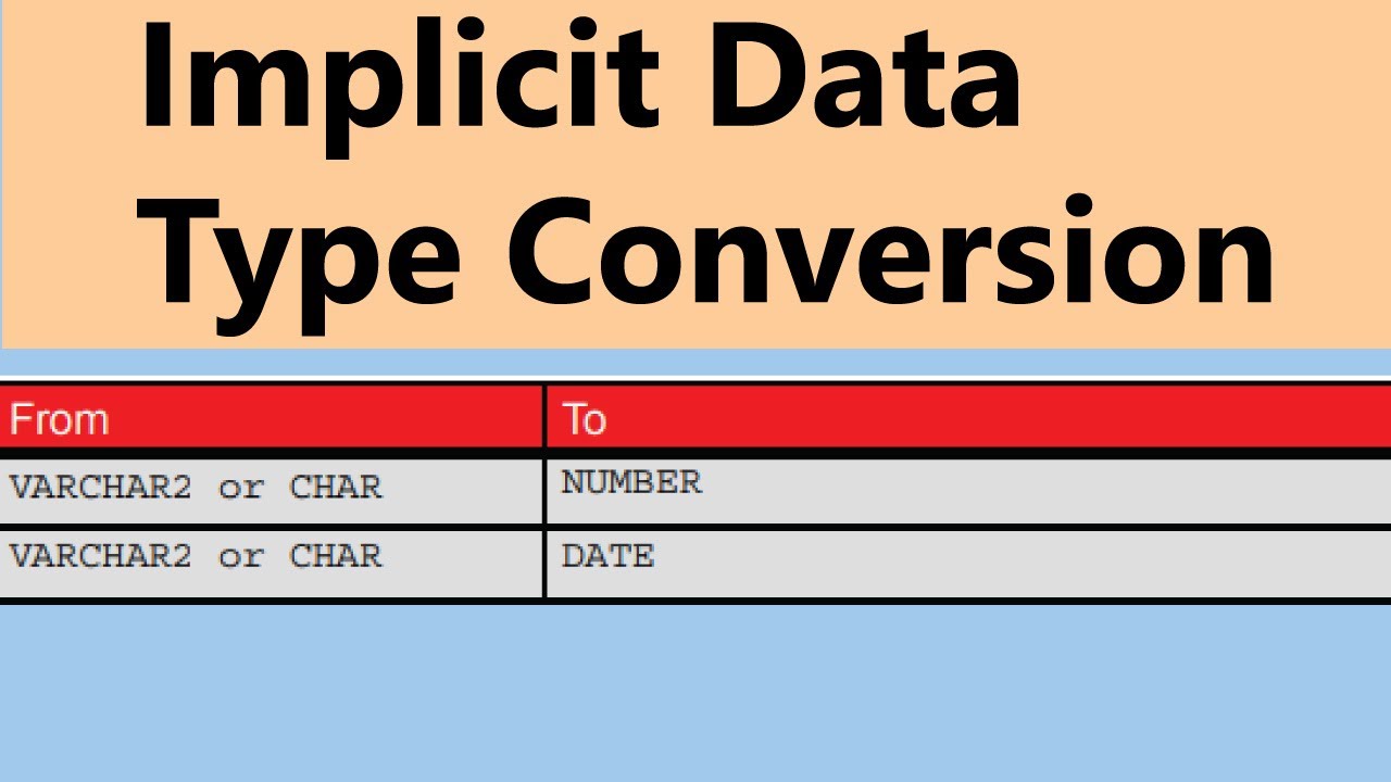 Implicit Data Type Conversion Youtube