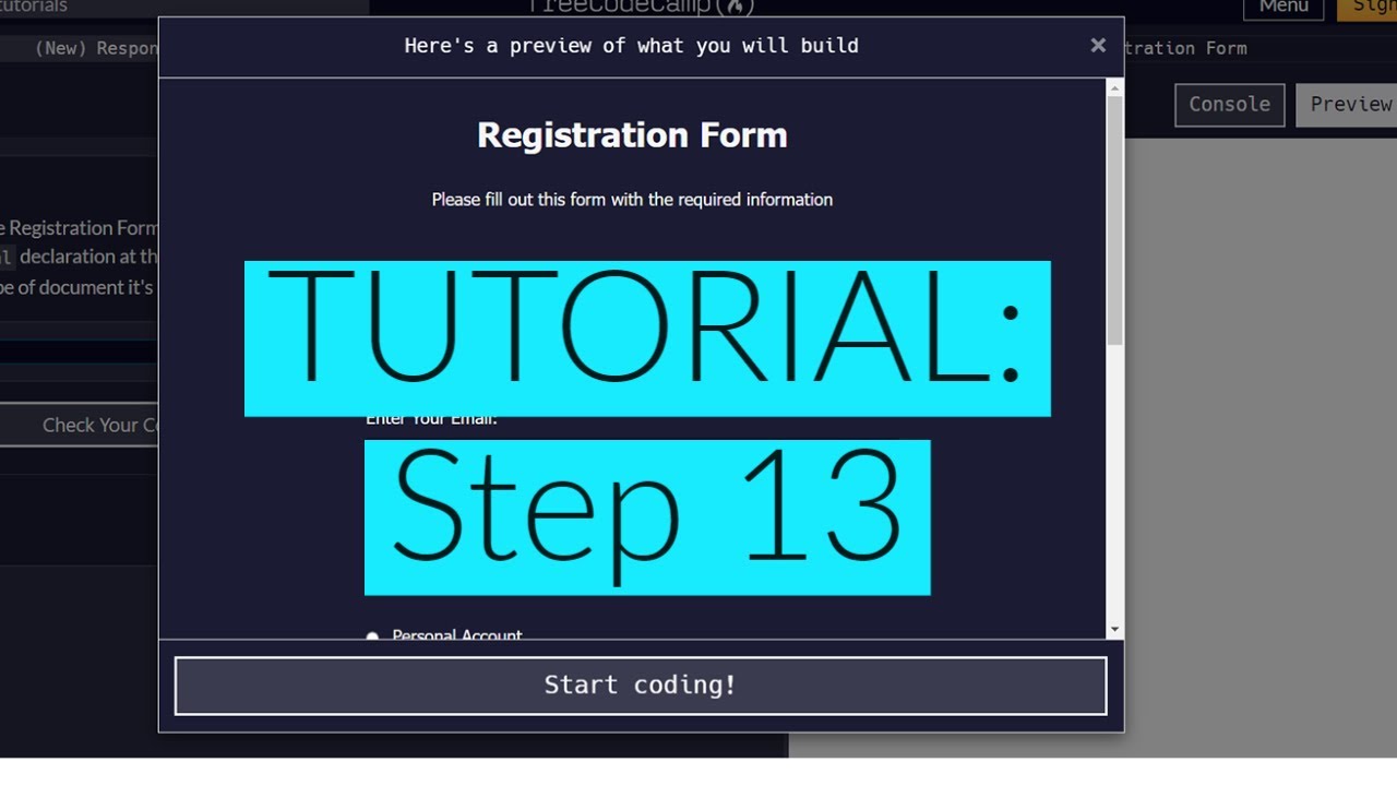 Freecodecamp Learn Html Form Step 13 Youtube