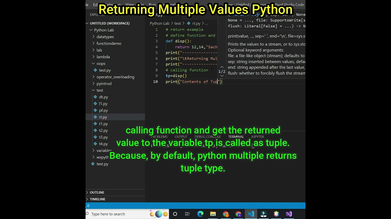 Return Multiple Values In Python Def Python Return Function Shorts