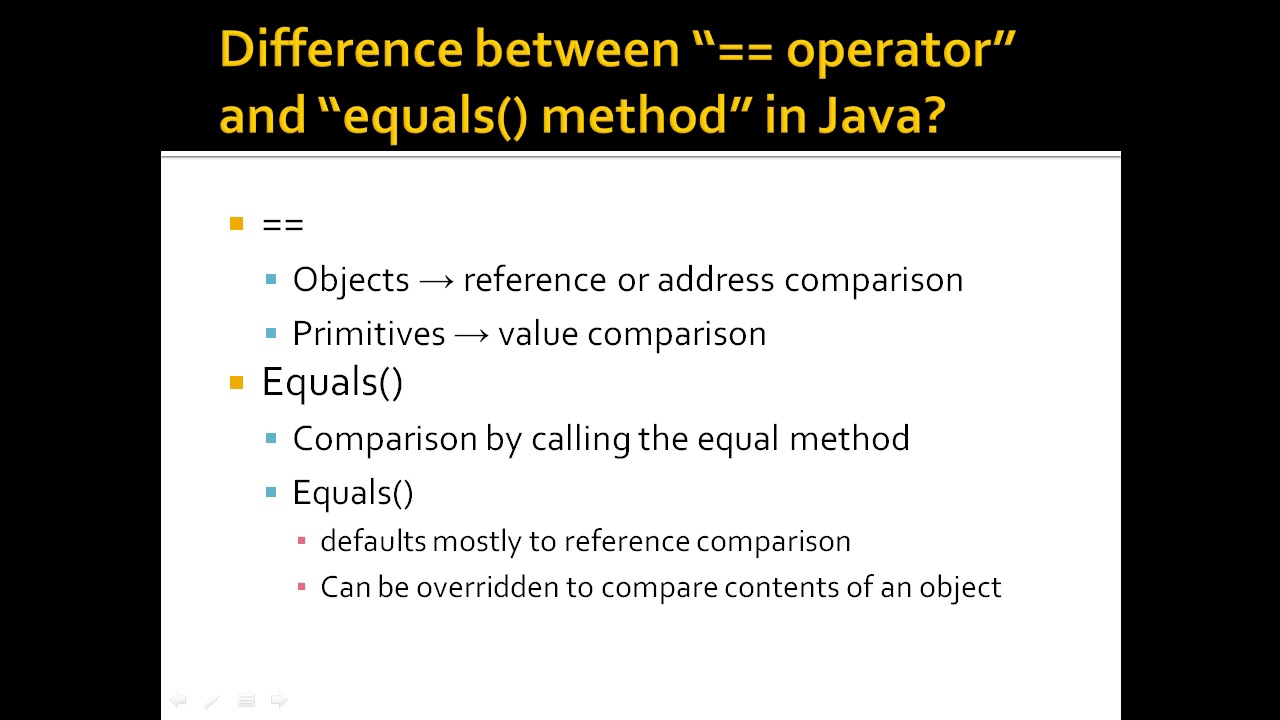 Differences Between Operator And Equals Method In Java Youtube