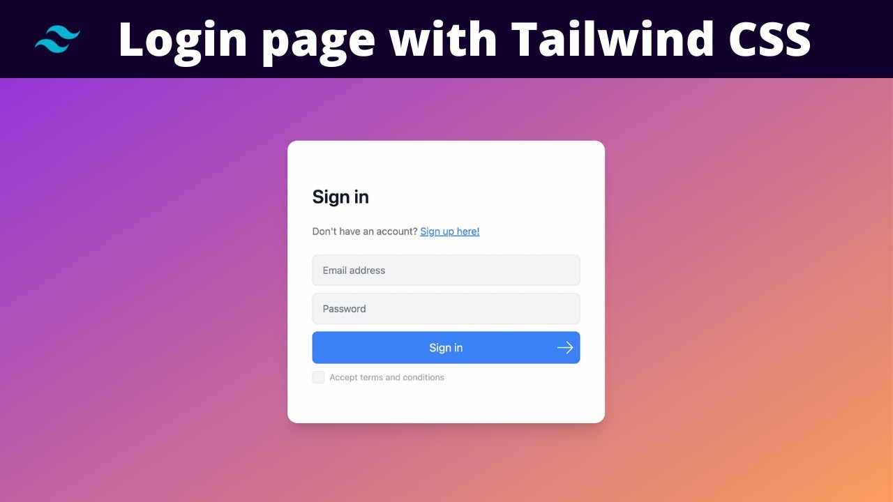 Login Page With Tailwind Css Html Css Youtube