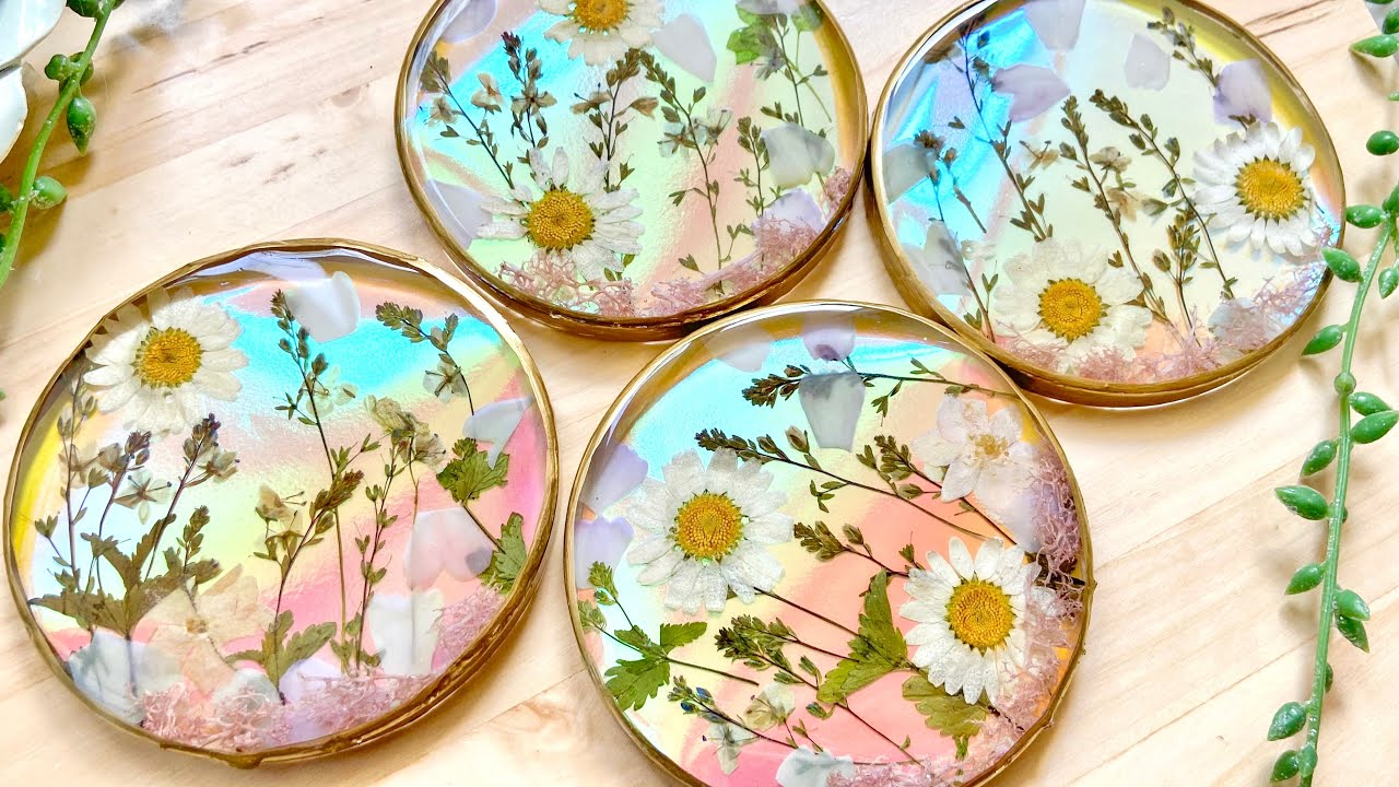 Amazing Color Changing Resin Coasters With Flowers Youtube