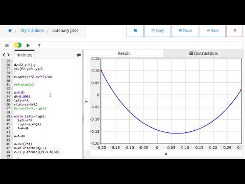 Plotting A Catenary Curve Given A Length And 2 Points With Glowscript