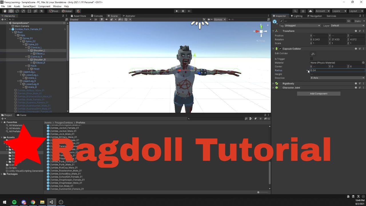 Easy Ragdoll Tutorial In Unity 3d Frenzy Youtube