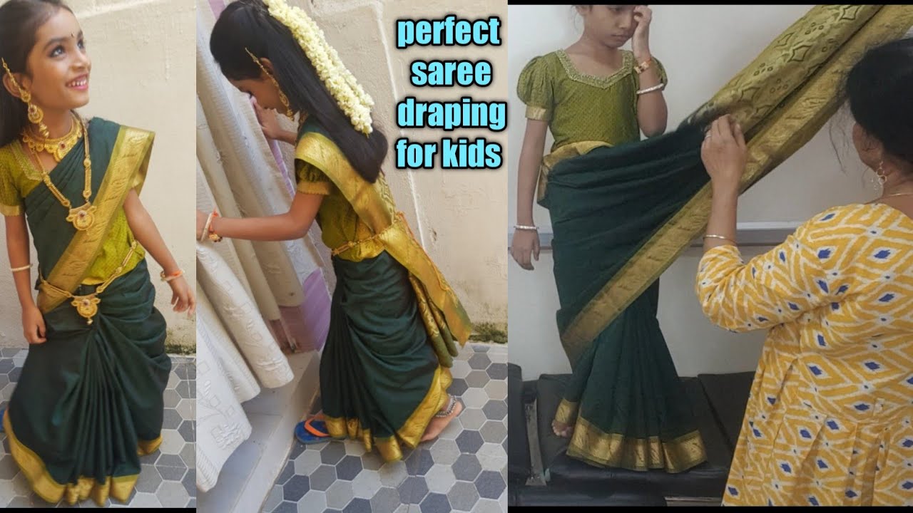 Perfect Saree Draping To Kids How To Wear Saree For Beginners How To