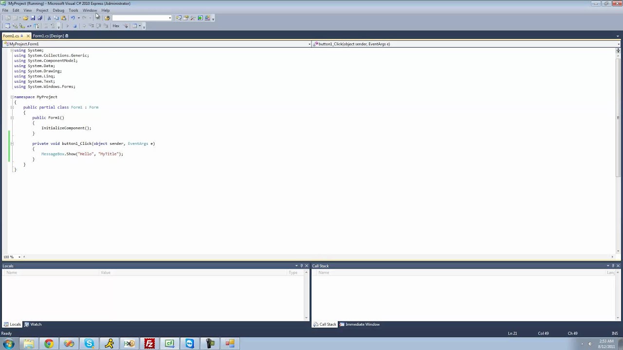 C Beginners Tutorial 3 Showing Messageboxes Youtube