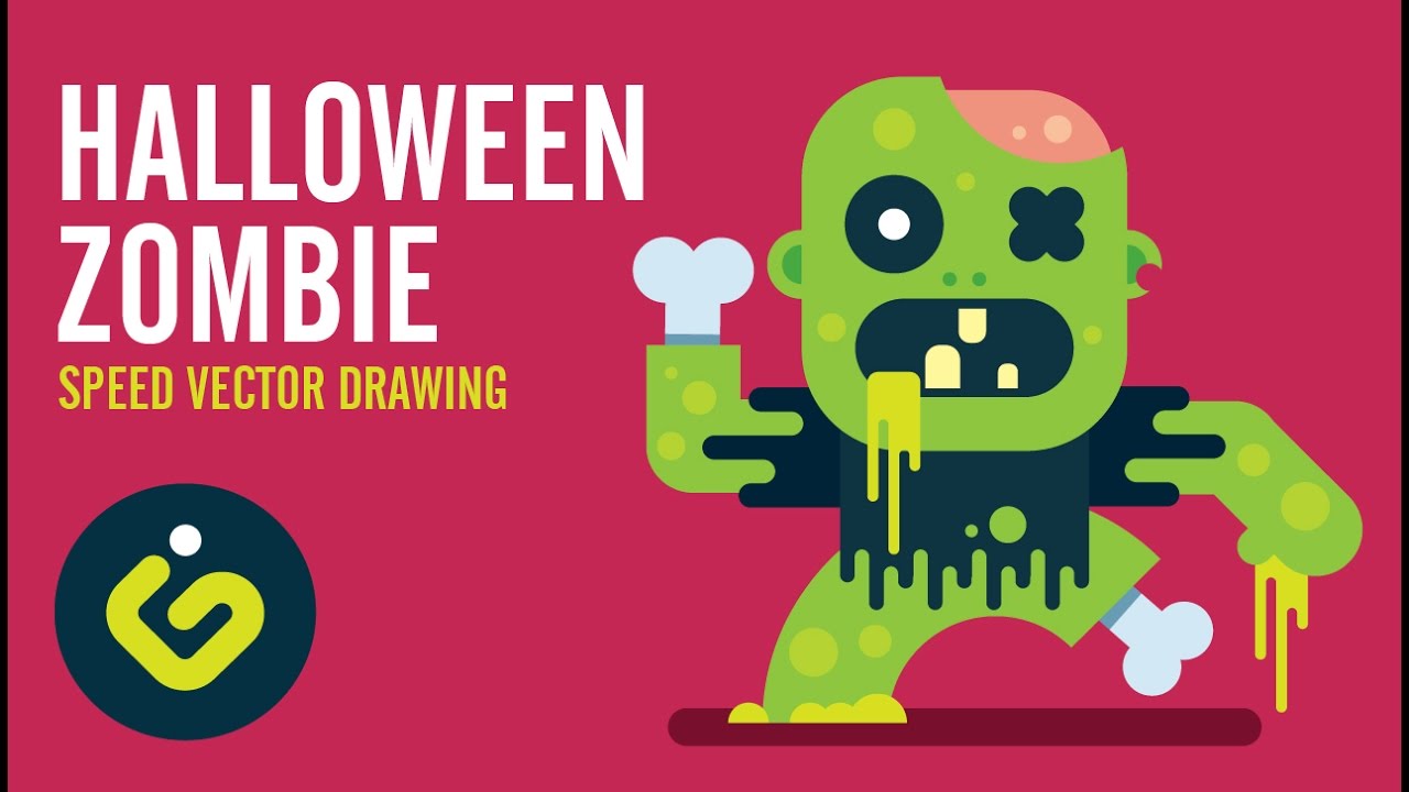 How To Draw Halloween Zombie Speed Drawing Adobe Illustrator Tutorial