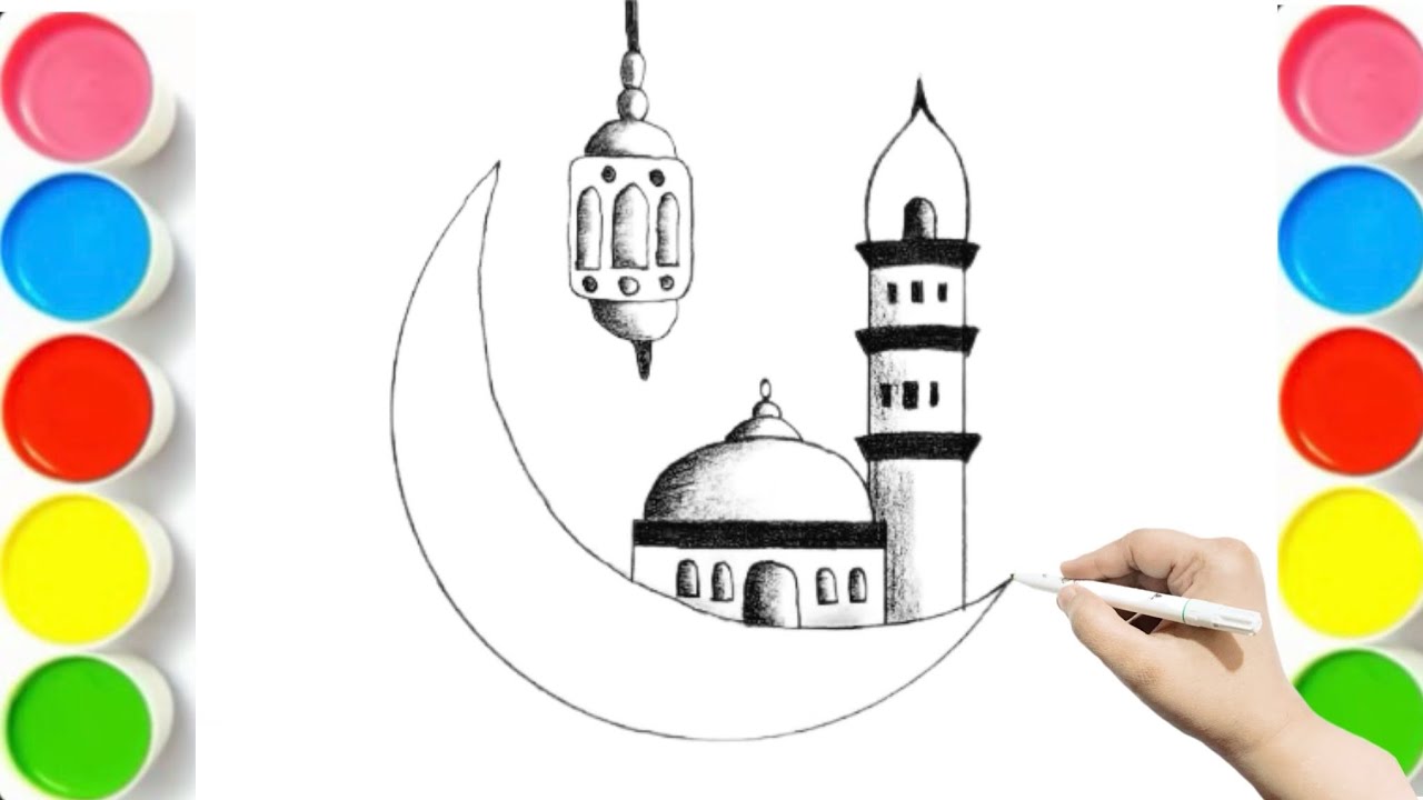 Ramadan Eid Drawing Easy Step By Step Ramadan Logo Draw For Kids And