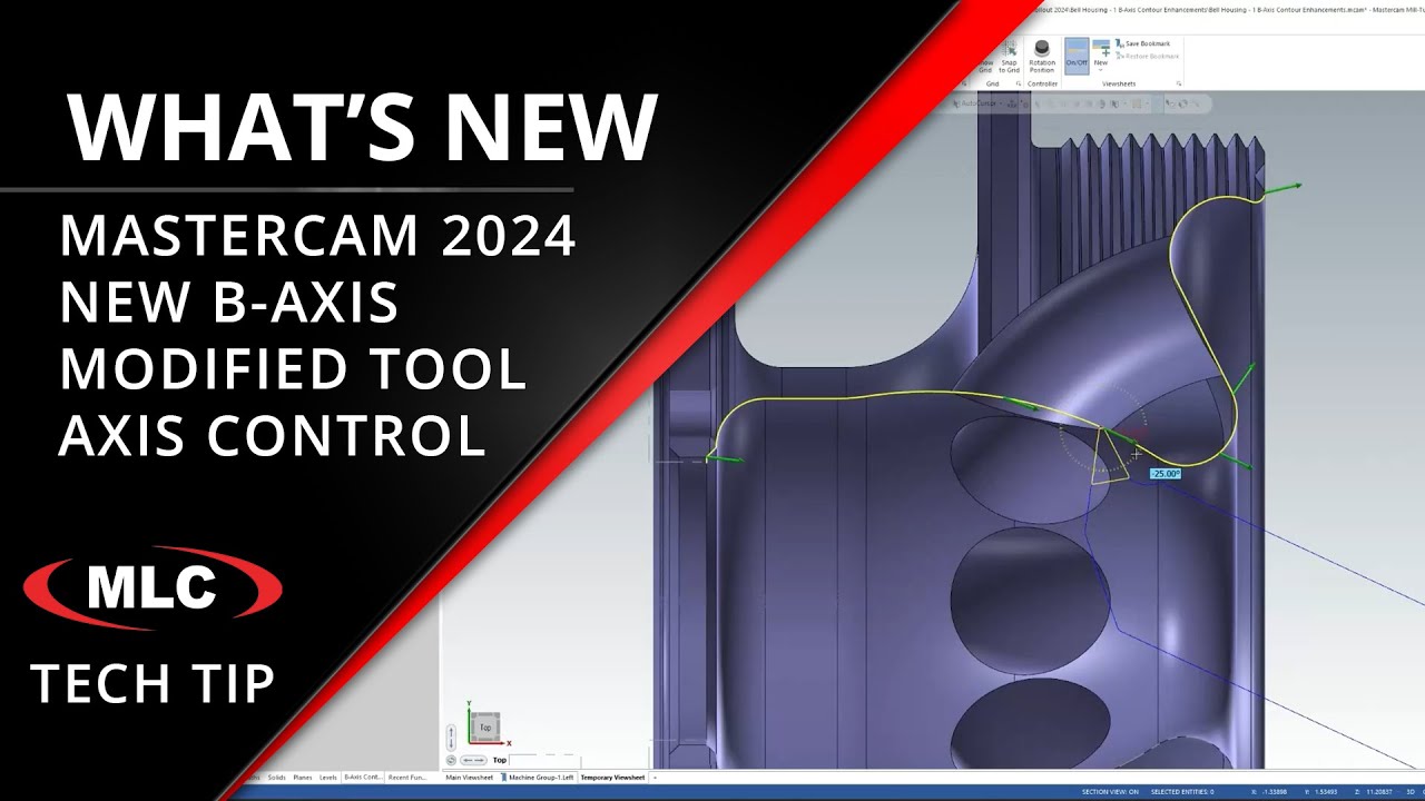 Mill Turn B Axis Vector Control What S New In Mastercam 2024 Youtube