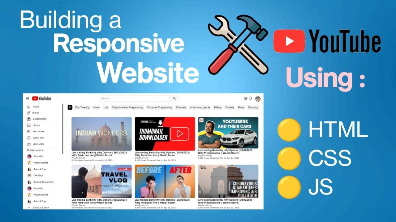 Making Youtube Clone Using Html Css Javascript Episode 1 Jugadi