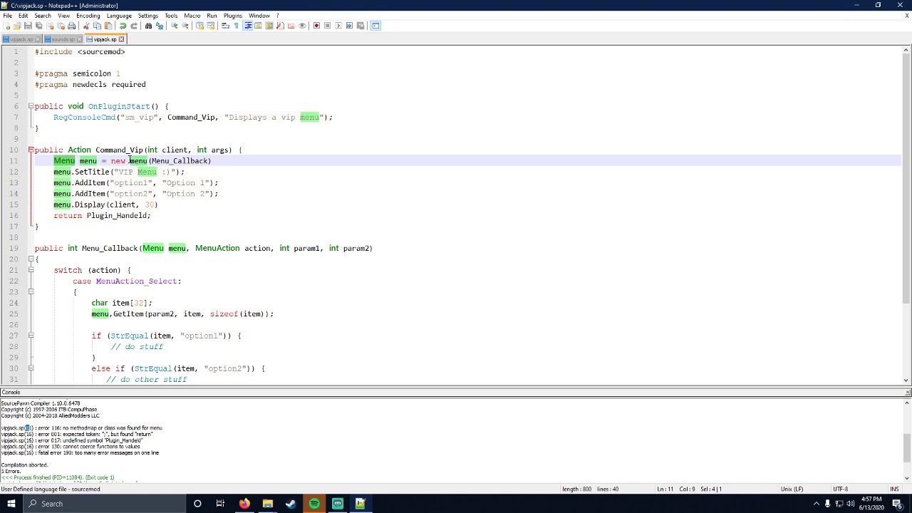 Sourcemod Plugin Tutorial 9 Understanding Compiler Errors Youtube
