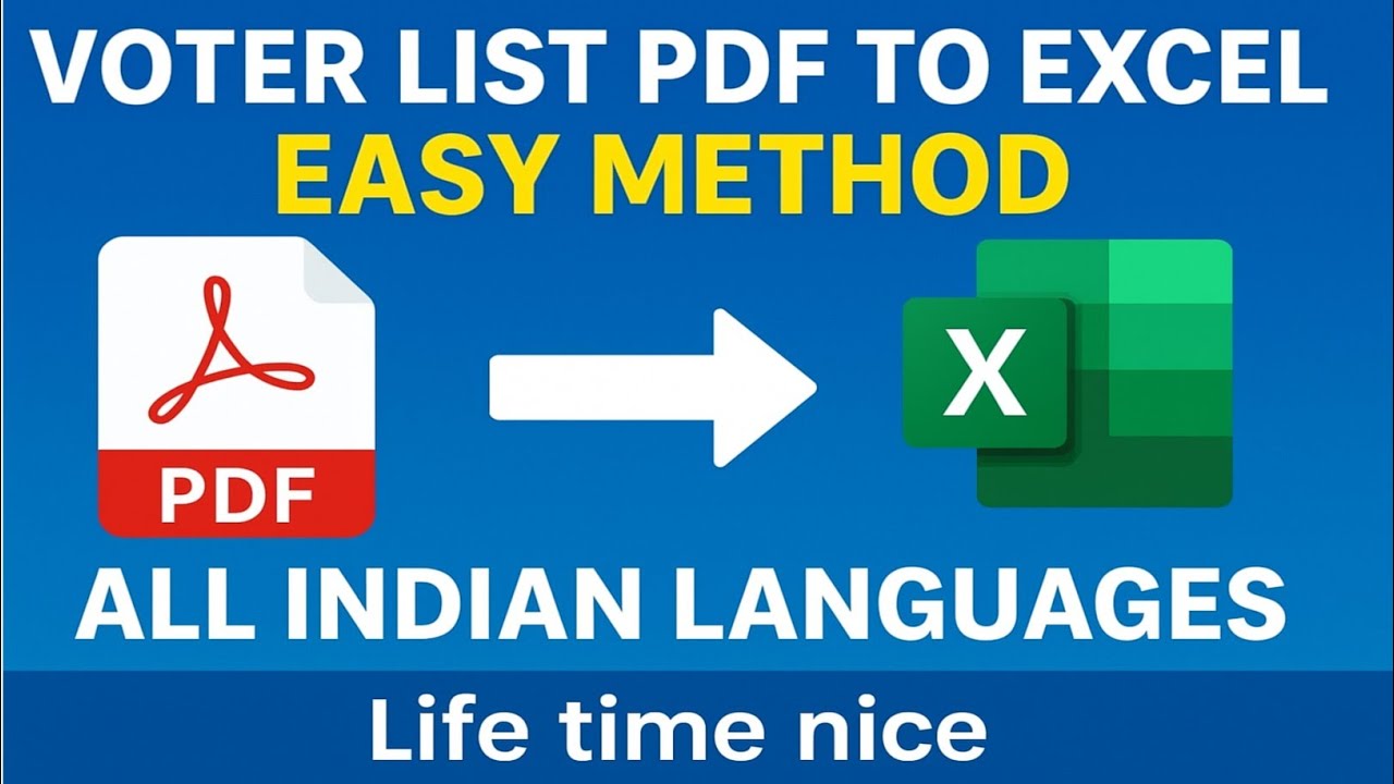Convert Electoral Roll To Excel All Indian Languages Voter List Pdf