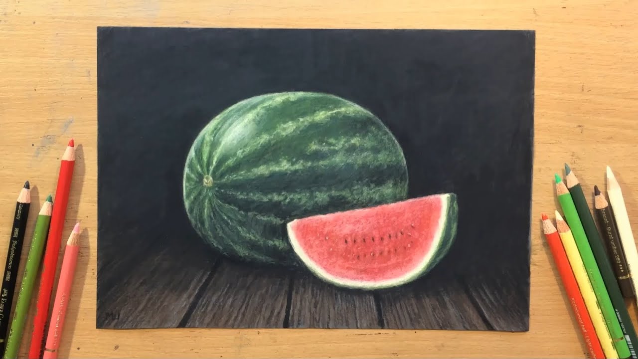 Watermelon Drawing With Color