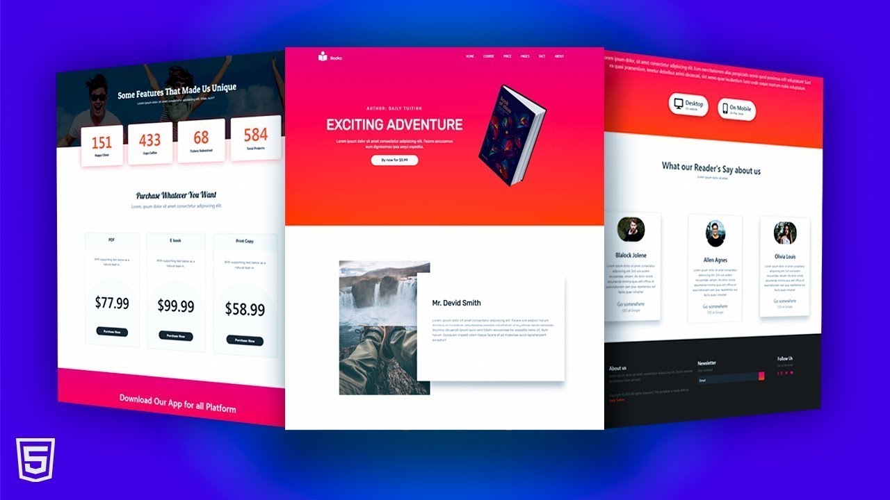 Complete Responsive Website Using Html Css Bootstrap 4 And Javascript