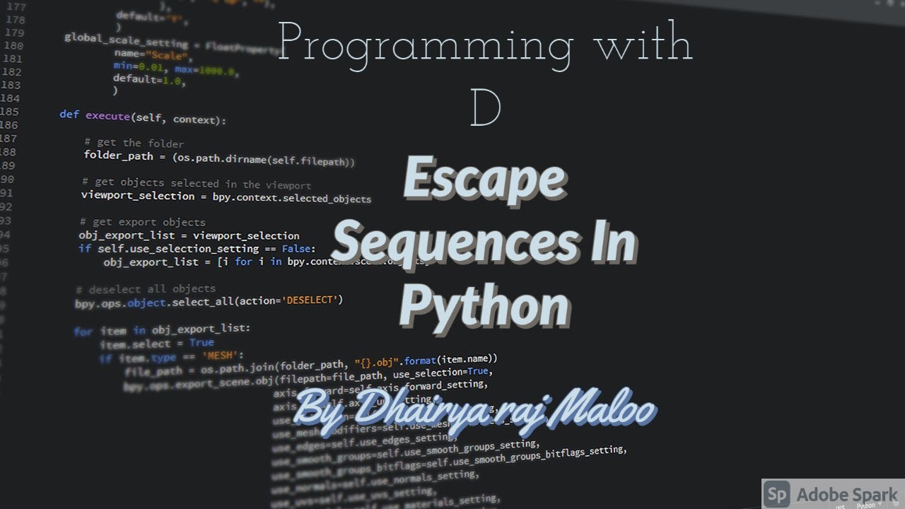 Escape Sequences In Python Youtube