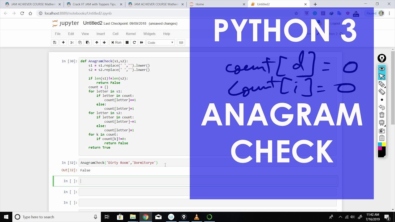 Anagram Checker Python 3 Youtube