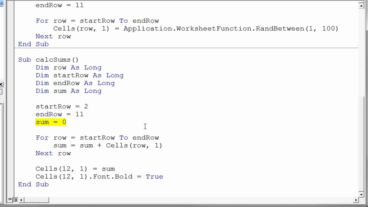 Sub Procedures Part 1 Youtube