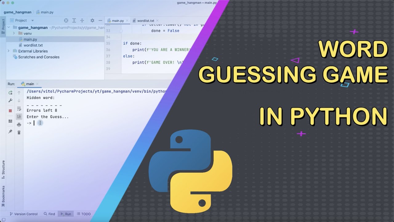 Python Program For Word Guessing Game In 5 Minutes Youtube