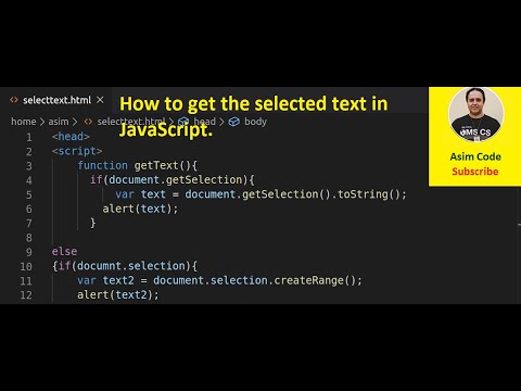 How To Get The Selected Text In Javascript Youtube