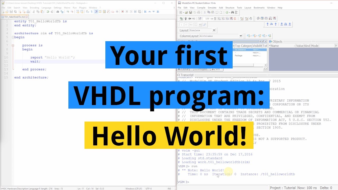 How To Create Your First Vhdl Program Hello World Youtube