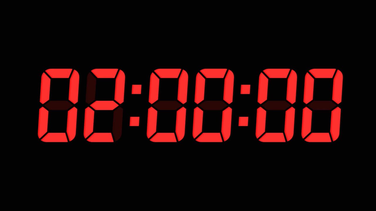 2 Hours Digital Countdown Timer Black Background Red Text No