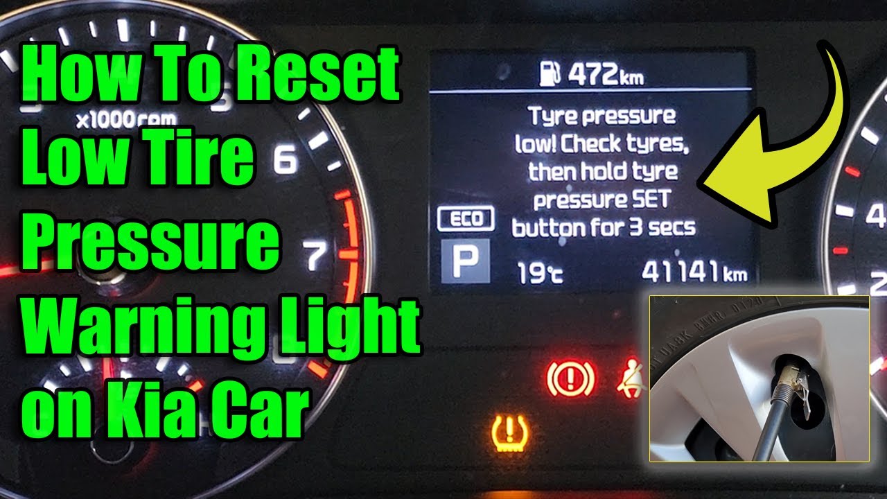 How To Reset Low Tire Pressure Warning Light On Kia Car Youtube
