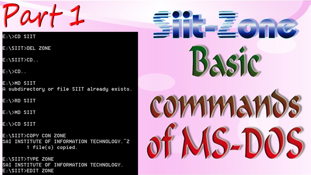 Basic Commands Of Ms Dos Part 1 Youtube