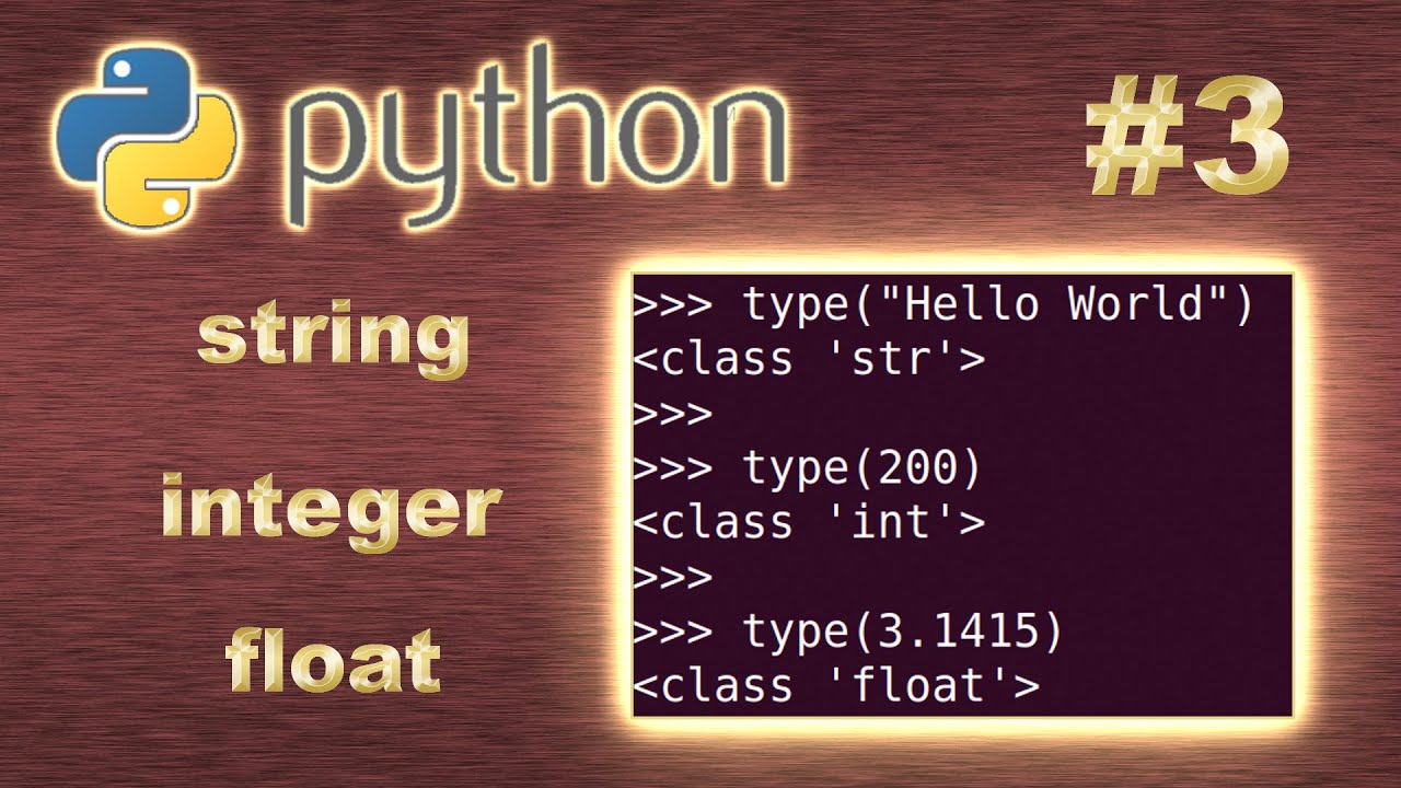 Python Data Types String Integer And Floating Point Number Youtube