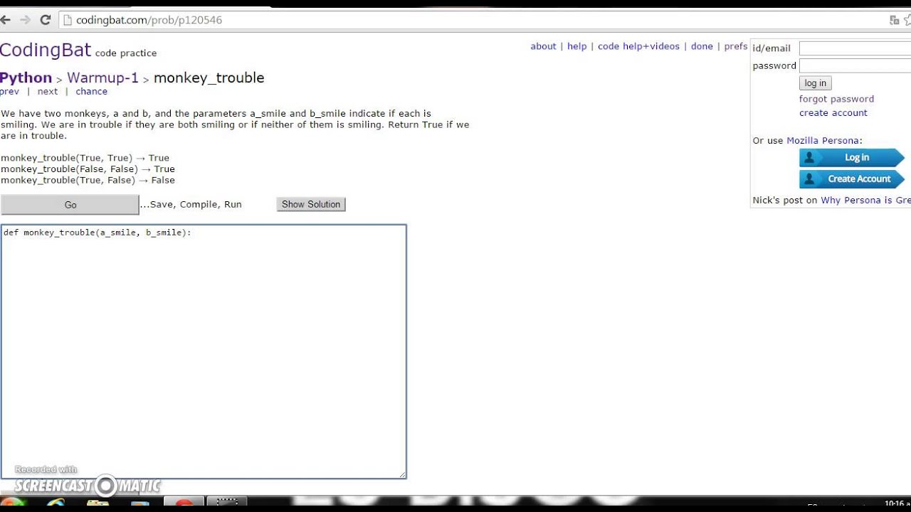 Monkey Trouble Python Codingbat Youtube
