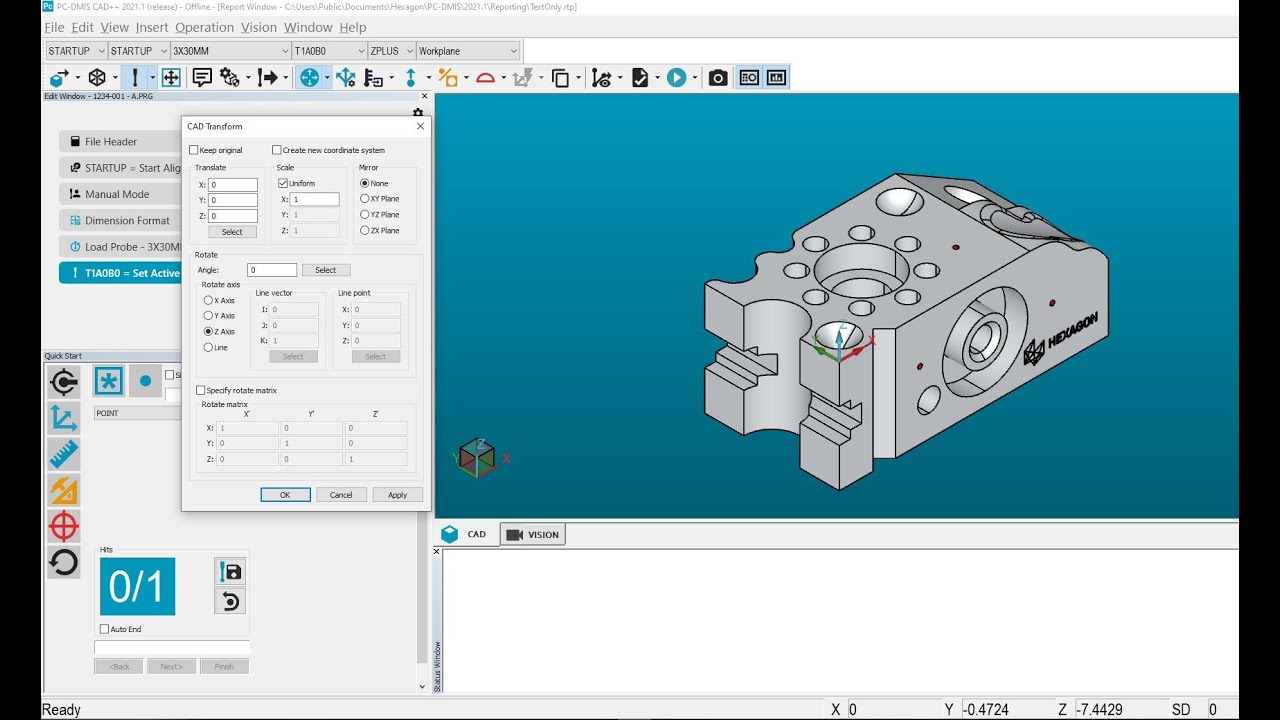 Pcdmis Import Cad Transform Youtube
