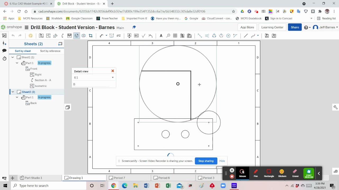 Onshape Tutorial Detail View On A 2nd Sheet Drawing Youtube