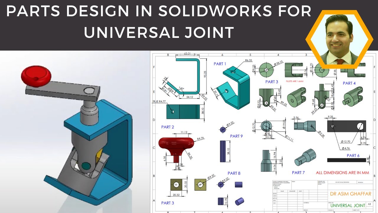 Solidworks Universal Joint Part Design Tutorial Step By Step Assembly