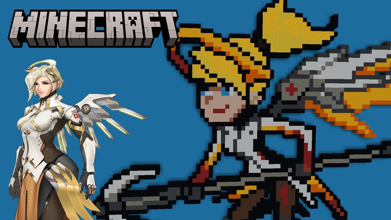 Minecraft Pixel Art Tutorial Mercy Overwatch Youtube