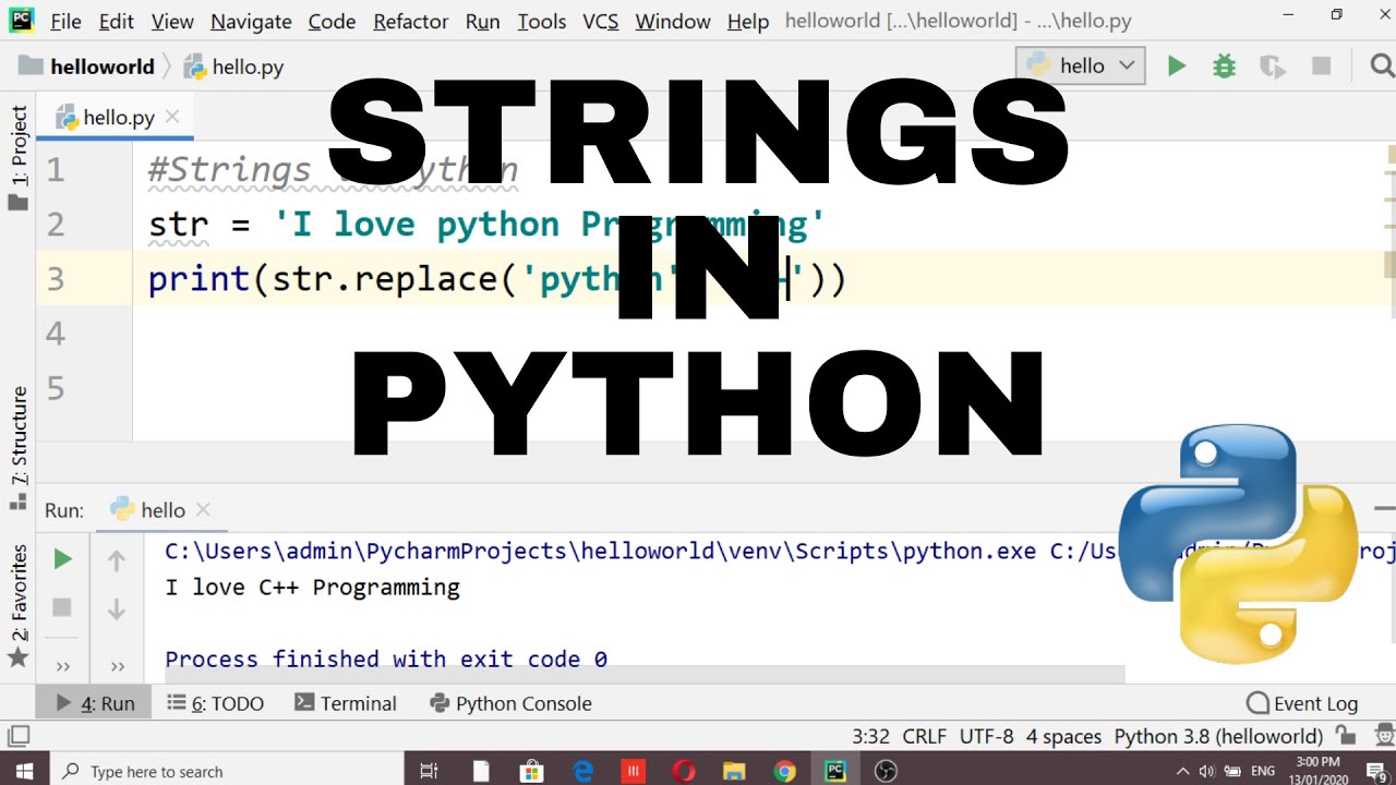 Python Programming Strings Pycharm Youtube