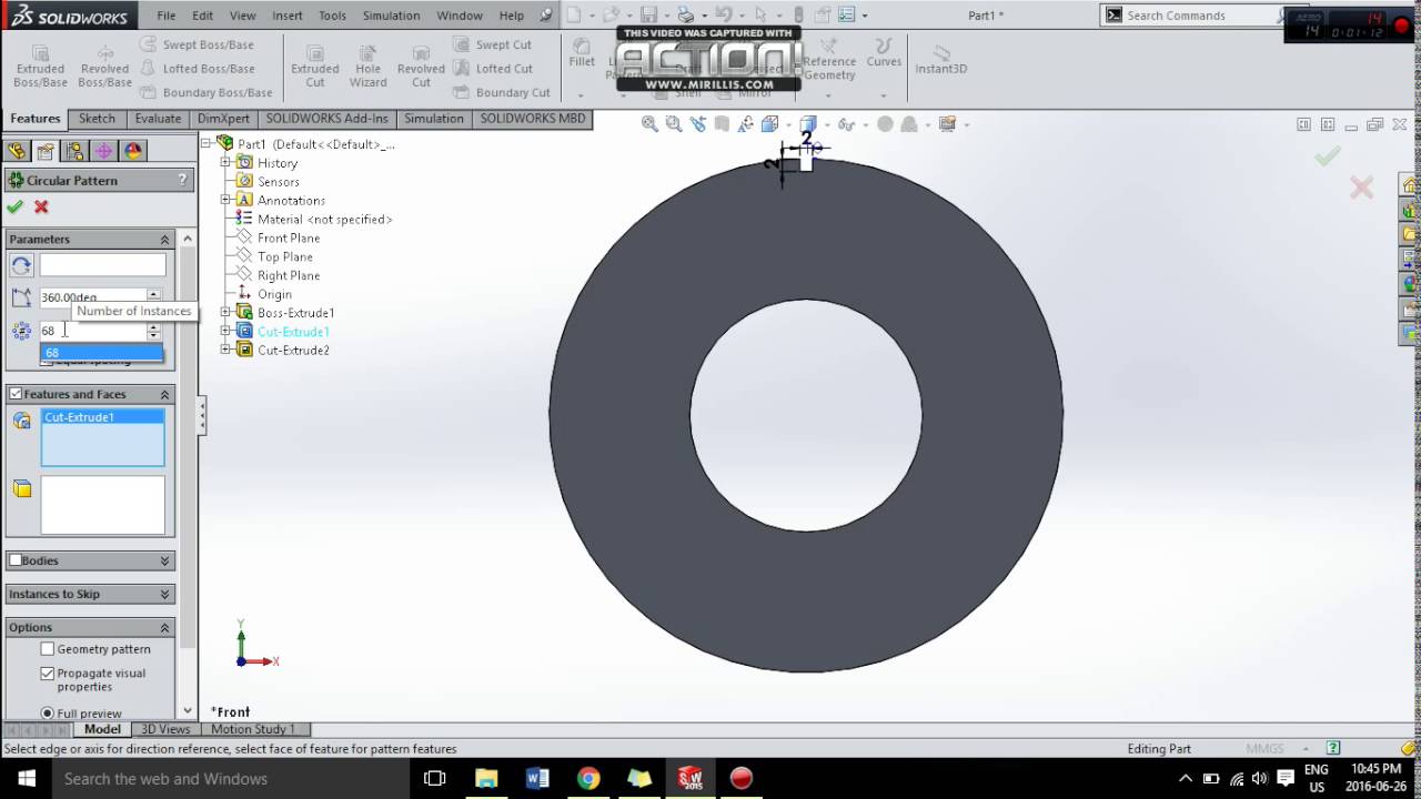 Solidworks Tutorial Circular Pattern Feature Youtube