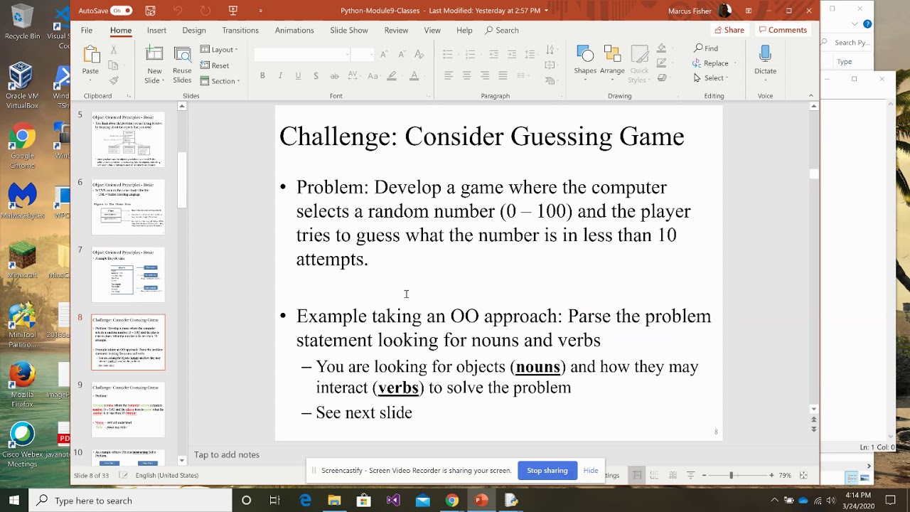 Python Learning Module 9 Classes Youtube