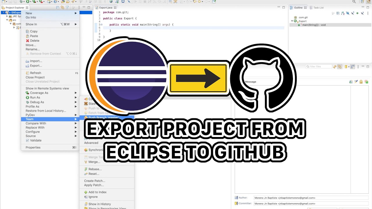 Export Project From Eclipse To Github Youtube