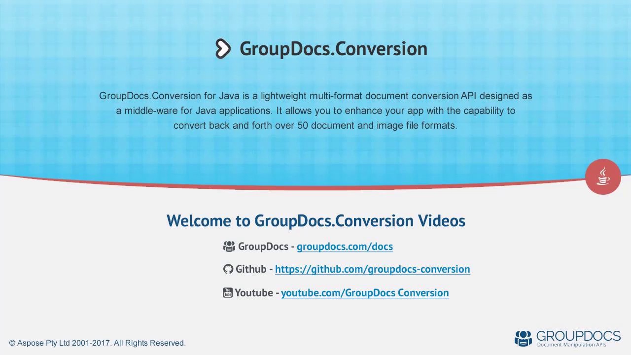 Groupdocs Conversion For Java Introduction Youtube