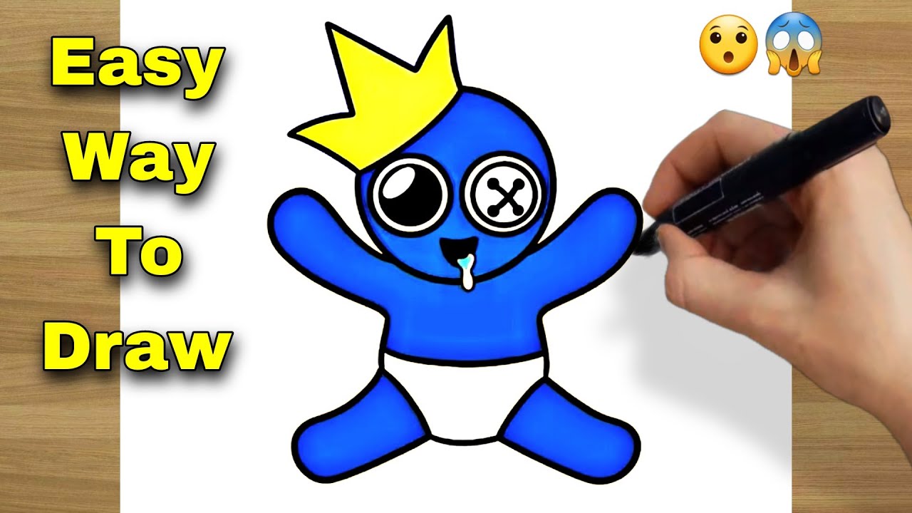 How To Draw Baby Blue From Rainbow Friends Roblox Art Youtube