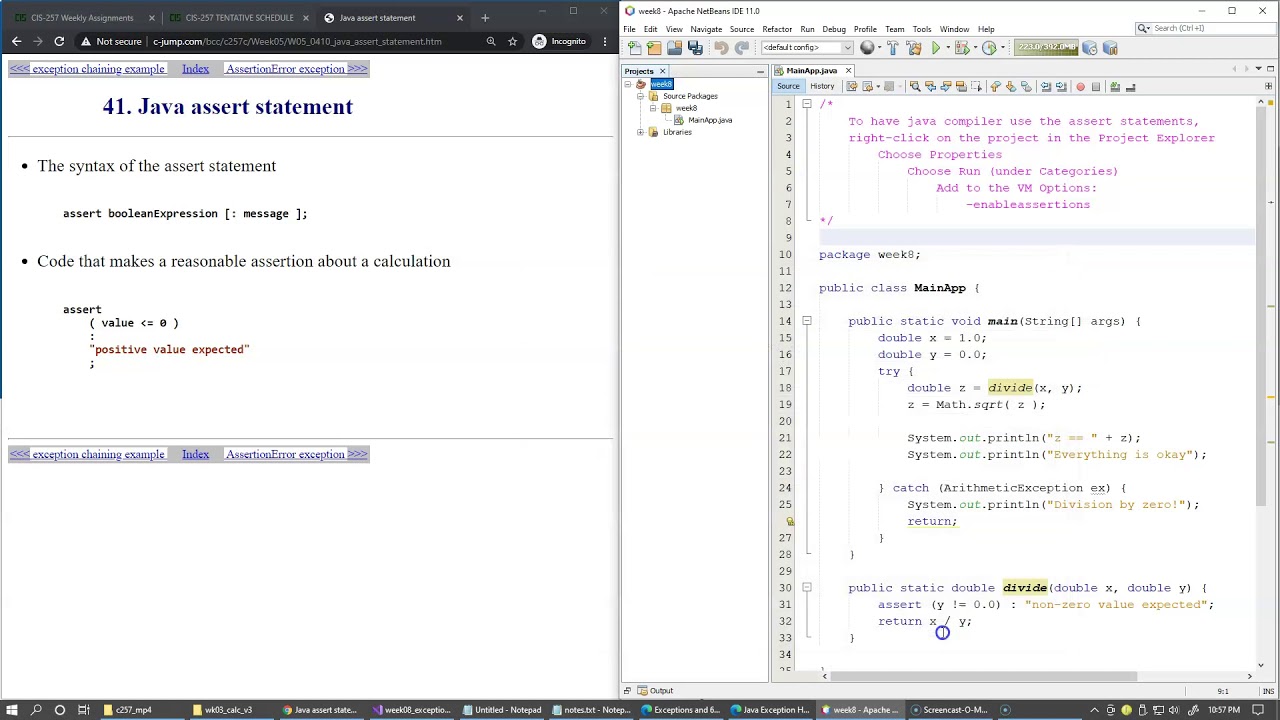 8 9 Java Assert Statement And Assertionerror Exception Youtube