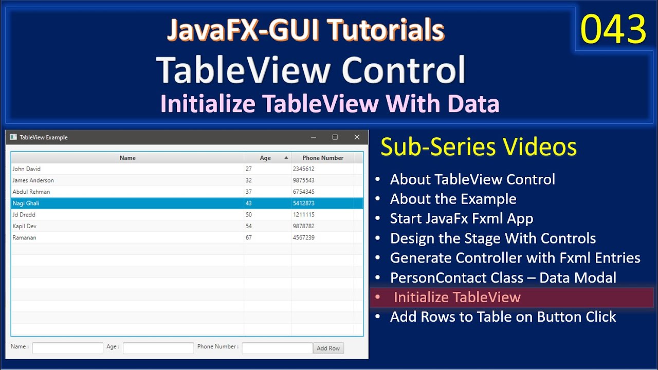 Tableview Part 7 Initialize Tableview Javafx Gui Tutorial 43