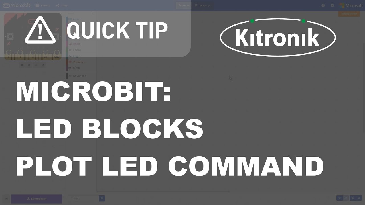 Microbit Makecode Editor Led Blocks Plot X Y Kitronik Youtube