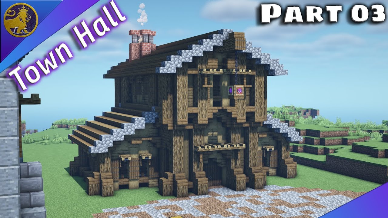 Minecraft Wooden Town Hall Tutorial Youtube