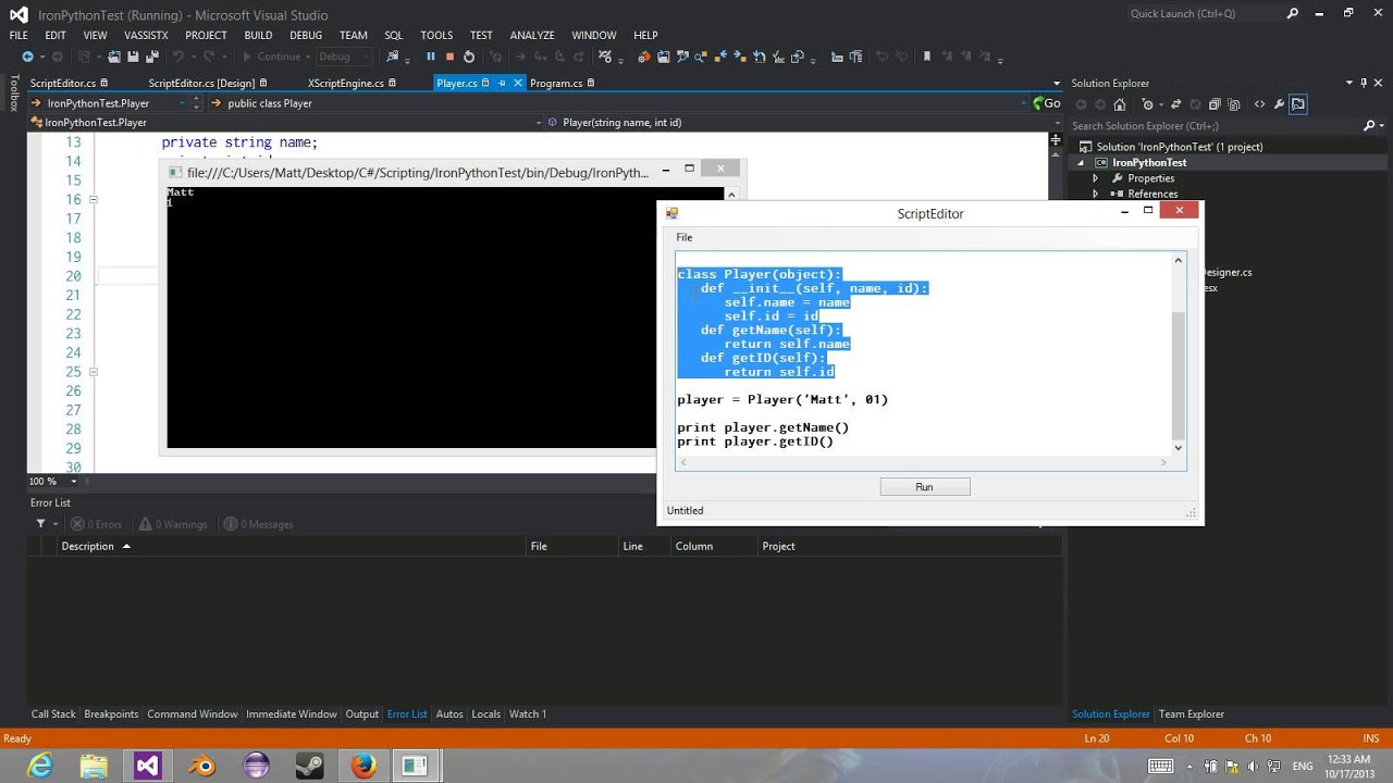C Ironpython Scriptengine Editor Showcase Youtube