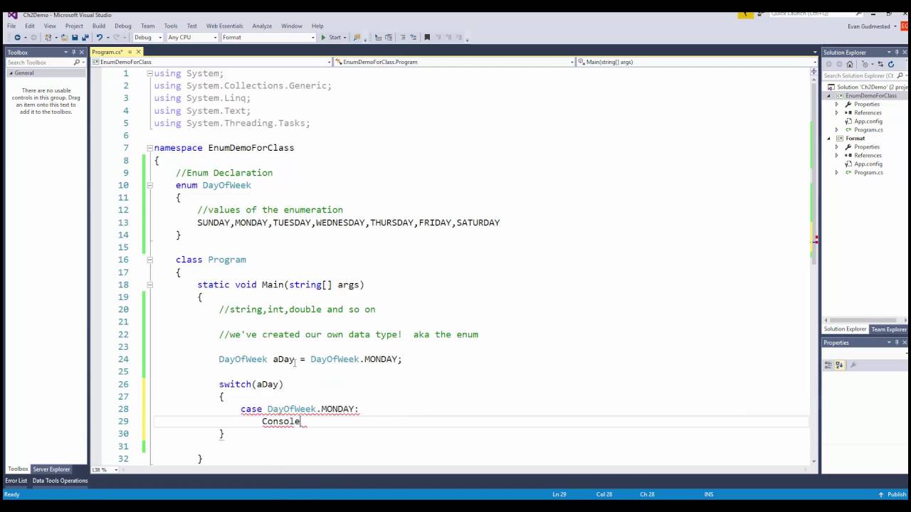 C Simple Enumeration Example Youtube