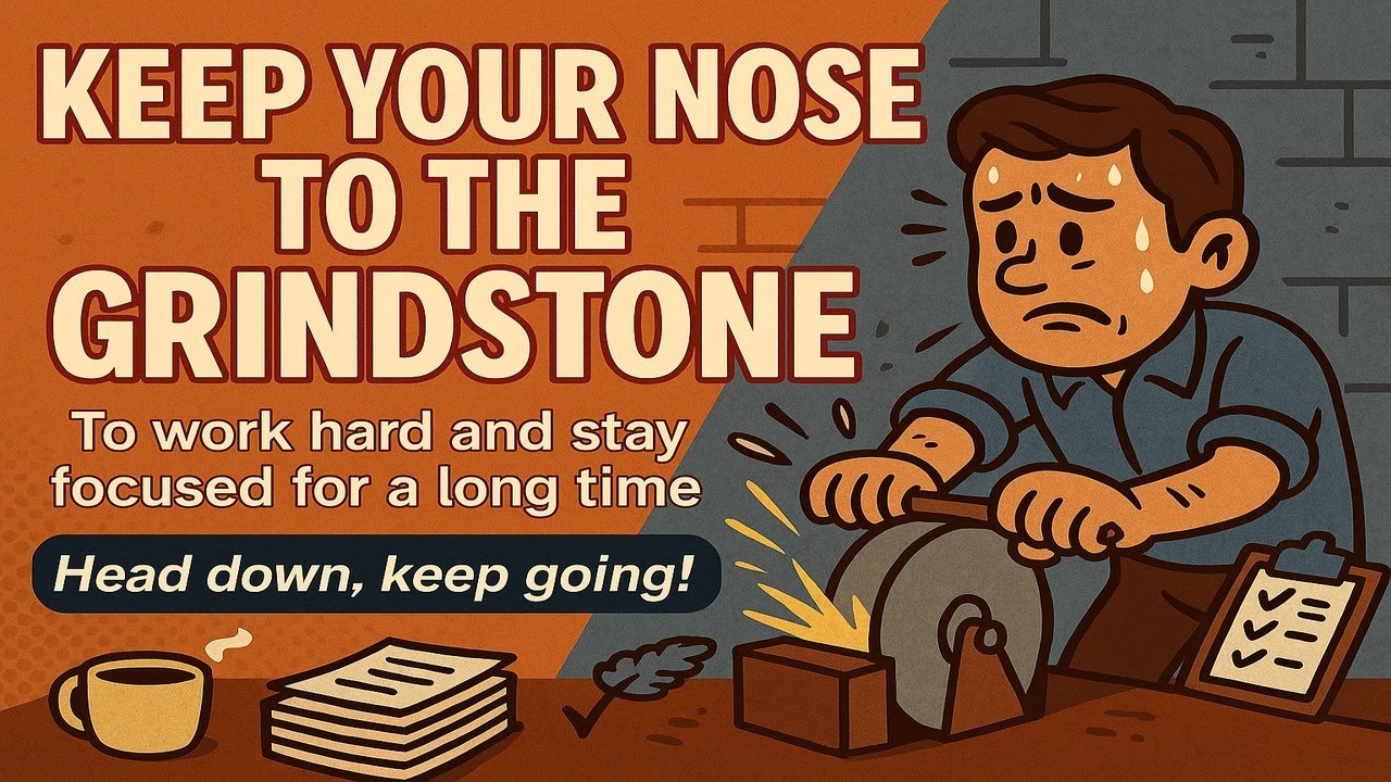Keep Oneôçös Nose To The Grindstone ôüö å Learn This English Idiom Youtube