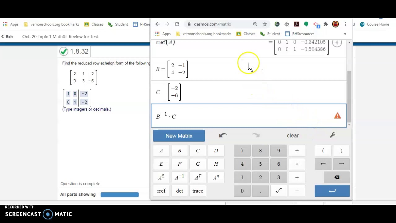 Using Desmos Matrix Calculator Youtube