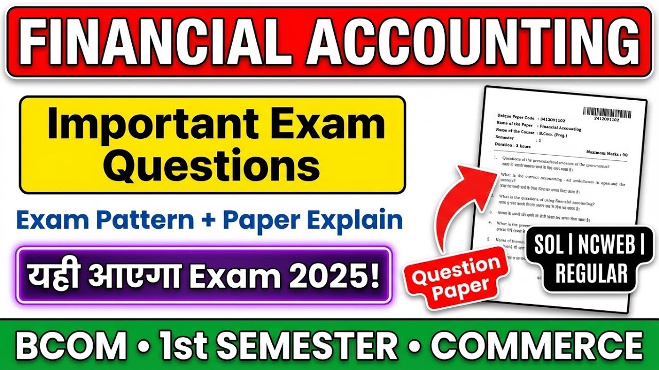 Financial Accounting Important Questions Bcom 1st Semester Commerce