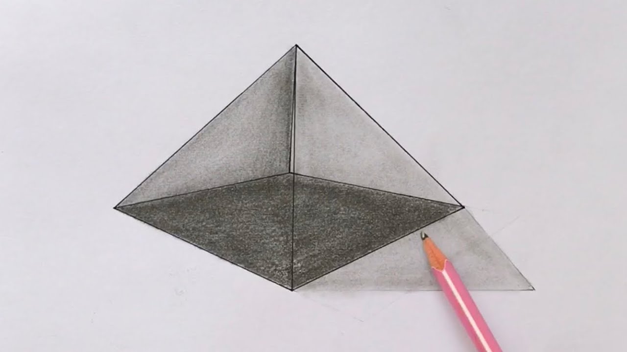 How To Draw A Square Based Pyramid In 2 Point Perspective Youtube