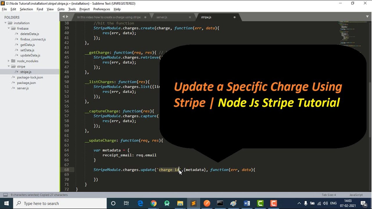 Node Js How To Update A Specific Charge In Stripe Using Node Js